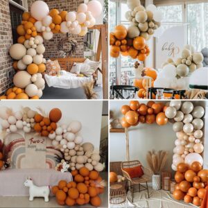 Burnt Orange Balloons Garland Arch Kit - Double Stuffed Matte Orange Cream Peach Apricot Terracotta Latex Balloon Different Sizes 18 12 10 5In Fall Ballon for Baby Shower Gender Reveal Party Holiday