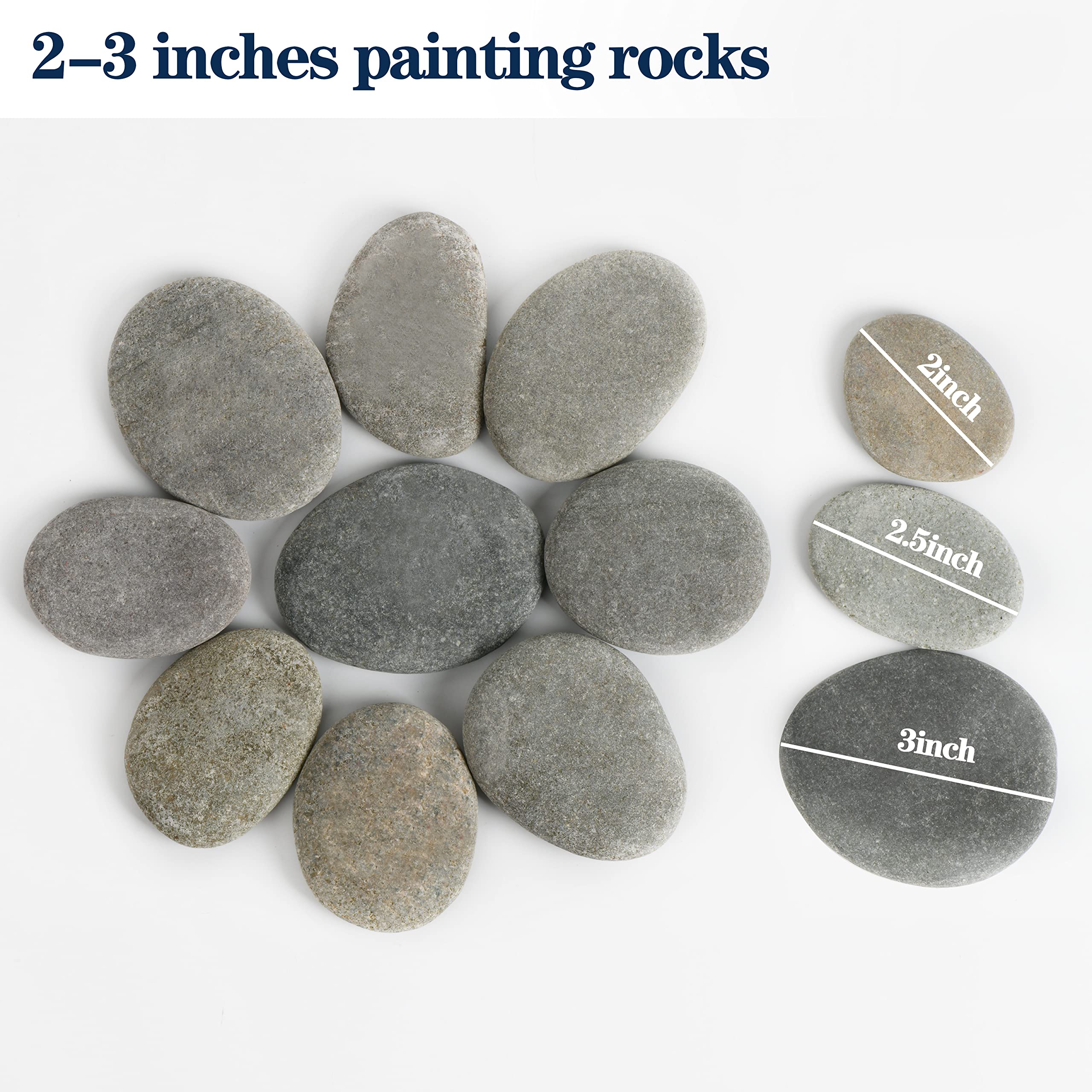 Simetufy 15 Pcs Rocks for Painting, River Rocks to Paint, 2"-3" Flat Painting Rocks, Smooth Rocks for Crafts, Natural Stones for DIY, Kindness Rocks Garden Decoration