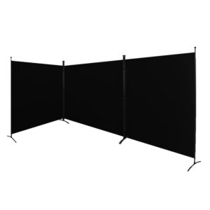 steel-aid triple-panel privacy room divider – folding partition privacy screen for office, classroom, dorm room, kids room, studio, conference - 216" x 72" - easy to assemble, freestanding & foldable