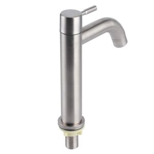 g1/2 brushed faucet, stainless steel single cold faucet wash basin water tap wrench type bathroom faucet for home kitchen bathroom accessory (cylinder single cold faucet)