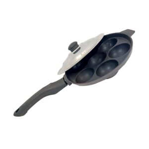 generic appam pan non stick pancake mold aluminium ebelskiver patra appachatty paniyaram pan 7 cavity paniyarakkal egg pan maker with stainless steel lid