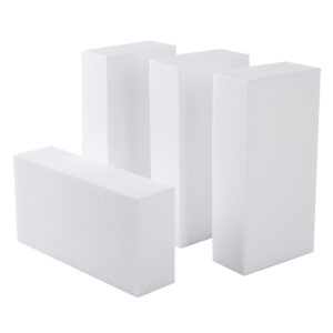 amzqnart 4 pack craft foam blocks, 8x4x2 square polystyrene foam bricks for art sculpting, flower arrangements, sculpture, modeling, school and home diy.