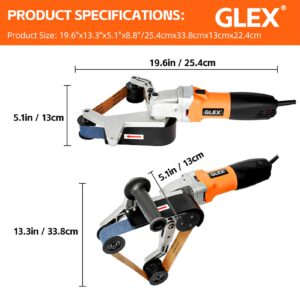 GLEX Metal Pipeline Polishing Machine, External Diameter Polisher, Stainless Steel Round Pipe Polisher, Steel Pipe Grinder, Round Tube Material Belt Sander, 110V 800W Aluminum Oxide Sanding