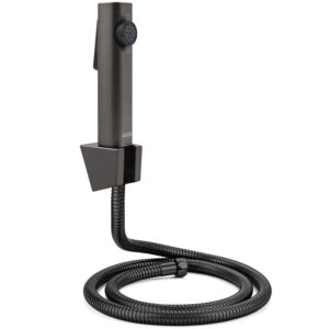 alton shr20855 abs health faucet with ss-304 grade 1.25 meter flexible hose pipe and wall hook, grey & black (jet spray for toilet)