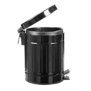 octmustard round step pet trash with lid,mini metal pedal bin,small garbage can wastebasket for home,car or office