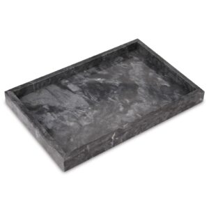 heshibi marble tray, natural black marble vanity home kitchen bathroom table deco tray, stone decorative countertop serving trays for coffee jewelry makeup organizer 12"x 8" x1.2"