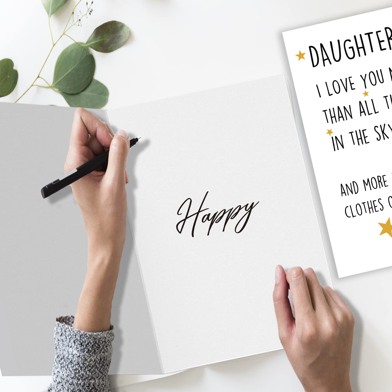 Inspirational Daughter Birthday Card, Humorous Birthday Gifts for Daughter Adult, Motivational Daughter Birthday Card from Mom Dad, I Love You More Than The Stars In The Sky