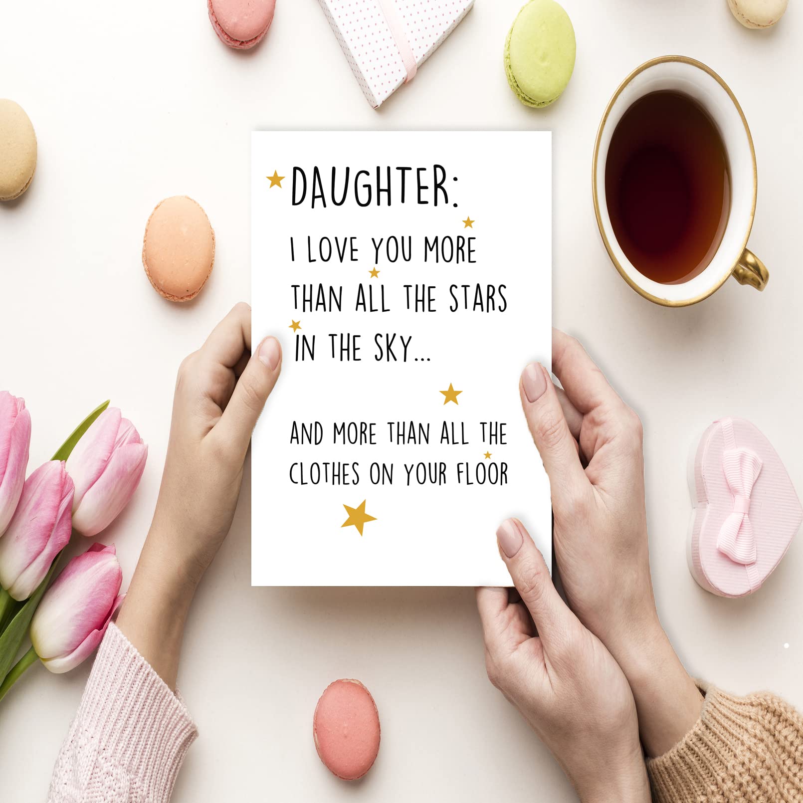 Inspirational Daughter Birthday Card, Humorous Birthday Gifts for Daughter Adult, Motivational Daughter Birthday Card from Mom Dad, I Love You More Than The Stars In The Sky