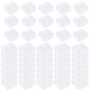 auear, 40 pack mini clear plastic storage containers box with hinged lids empty hinged boxes