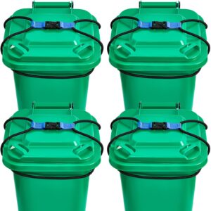 riakrum trash can lid lock for 30-50 gal heavy duty bungee cord, trash can locks for animals outdoor garbage lid lock for raccoon squirrels dogs, trash can not included (4 pcs)