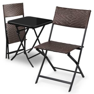 magshion patio furniture set of 3 foldable chair outdoor conversation sets foldable coffee table lawn balcony poolside backyard bistro set