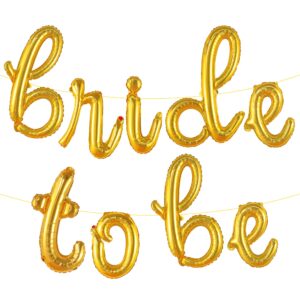 katchon, gold script bride to be balloons - 16 inch | bridal shower balloons for bachelorette party decorations | bride to be gold balloons for bridal shower decorations | bride to be decorations