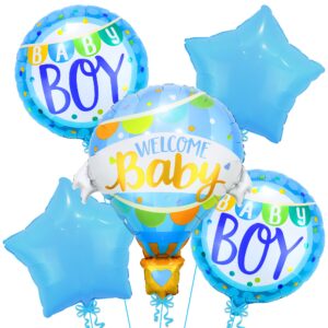 katchon, welcome baby boy balloons - 31 inch, pack of 5 its a boy balloon set | welcome baby balloons for welcome home baby boy decorations | baby shower balloons for boy | baby boy balloon decoration