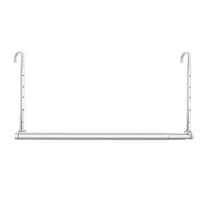 hdbonemu closet hanging rod, adjustable width and height space-saving clothes hanging bar, 1 pack chrome