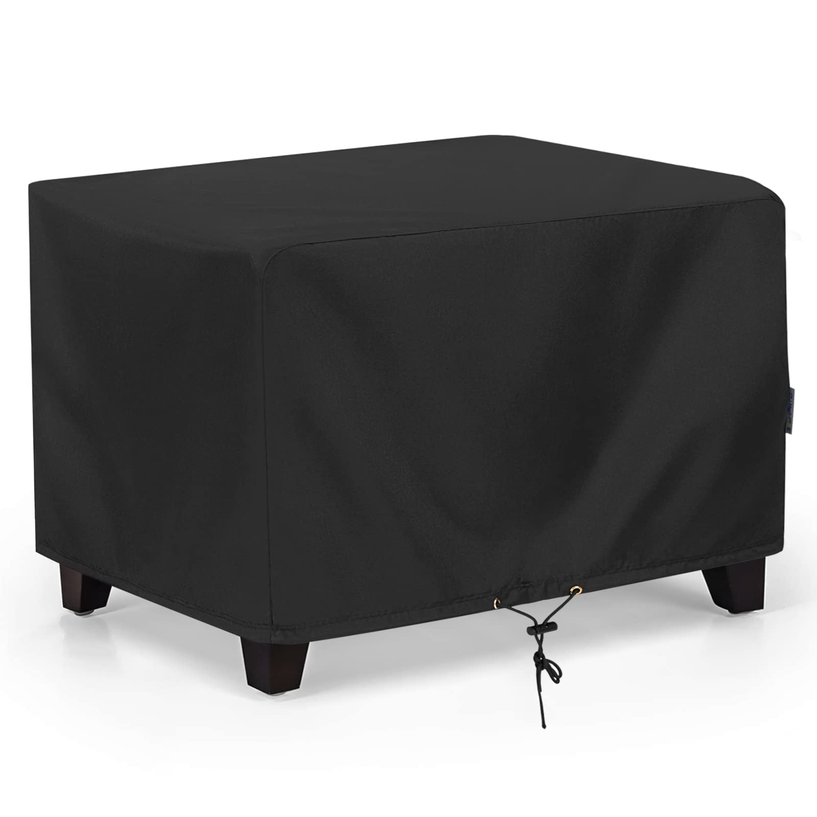 SunPatio Outdoor Ottoman Cover, Waterproof Rectangle Coffee Table Cover, Patio Furniture Covers Side Table Cover, All Weather Protection, 34W x 24D x 17H, Black