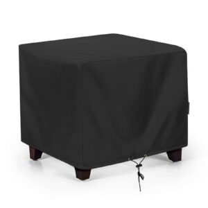 sunpatio outdoor ottoman cover, waterproof square coffee table cover, patio furniture covers side table cover, all weather protection, 22w x 22d x 18h, black