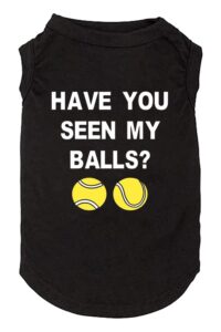 weokwock have you seen my ball dog funny clothes shirts print vest for small large dog t shirts puppy apparel (x-large, black01)