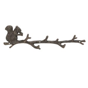 nikky home cast iron rustic coat hook hanger vintage squirrel decorative wall hooks practical metal storage organizer wall mounted hanging hooks for garden tools keys indoor outdoor wall decoration