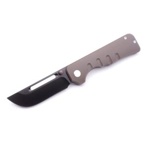 ameight knives elgar folding knife 3.5" black pvd s90v blade bronze anodized titanium handle pocket knife am8-004bn