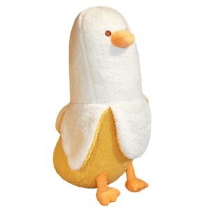 hitoshe banana duck plush toy, banana duck stuffed animals doll cute plushie hugging plush pillow gift for girls and boys (white, 19.68 inch)