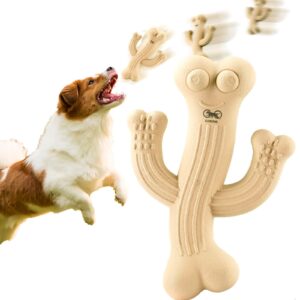 dog toys, durable rubber cactus dog toy for aggressive chewers, tough rubber dental chew dog toys interactive dog toys for large medium small breed, biodegradable materials