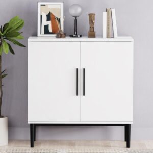 rehoopex storage cabinet, modern accent buffet cabinet, free standing sideboard and buffet storage with door, wood buffet sideboard for bedroom, living room, kitchen or hallway (1, white)