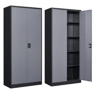 anxxsu metal storage cabinet with 2 doors and 4 adjustable shelves, 71" steel locking garage tool utility cabinets for office, home,school,kitchen