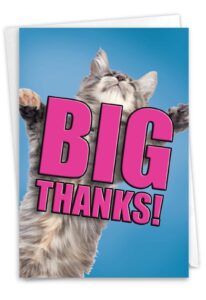 nobleworks birthday thank you paper card with 5 x 7 inch envelope (1 card) cat big thanks c2368dtbg