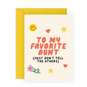 central 23 birthday card for aunt - funny aunt birthday card form nephew or niece - 'my favorite auntie' - comes with fun stickers - made in uk