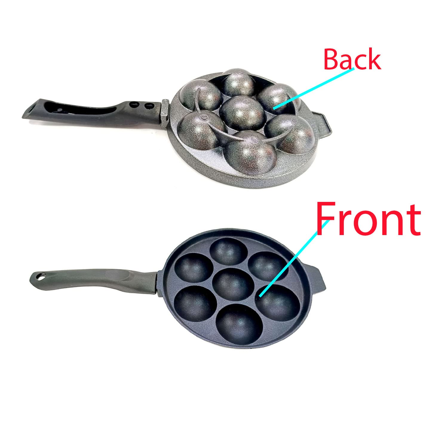 DBY Appam Pan Non Stick Appam Patra Aluminium Appachatty Paniyaram Pan 7 Cavity Paniyarakkal Patra Egg Pan Maker Appe Pan with Stainless Steel Lid