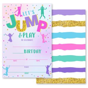 grace yonks jump birthday invitation, jump party invite, jump birthday, 20 invitations and envelopes, birthday party invitations, birthday party supplies.(074)