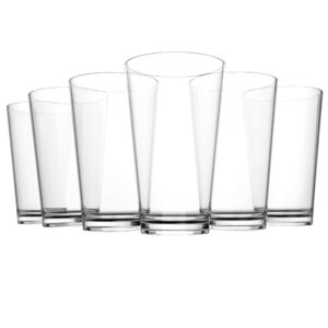 wexinhao clear drinking glasses - unbreakable acrylic glasses drinkware 18 oz set of 6 - bpa free dishwasher safe reusable plastic cups for kitchen party outdoor (look like glass)