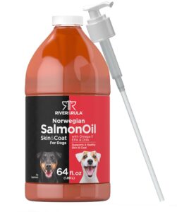 horbaach salmon oil for dogs 64 fl oz | with pump | supports healthy skin and coat | with omega 3, epa & dha | bulk size pet supplement | non-gmo, gluten free