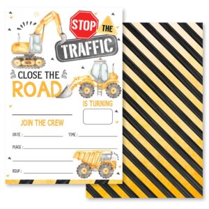 grace yonks construction birthday invitation, dump truck party invite, construction birthday, 20 invitations and envelopes, birthday party invitations, birthday party supplies.(075)