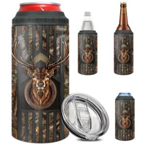 winorax deer hunting tumbler 4-in-1 can cooler hunter gifts for men hunters stainless steel 16oz thermos insulated tumblers travel coffee mug cup with lid cups gift for men women dad papa