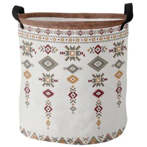 big laundry basket storage, southwest native american tribal totem boho waterproof canvas laundry hamper, round collapsible basket with handles for nursery laundry room home office