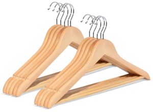 premium 10-piece set of wooden hangers - durable & elegant closet organizers for home and wardrobe enhancement (natural)