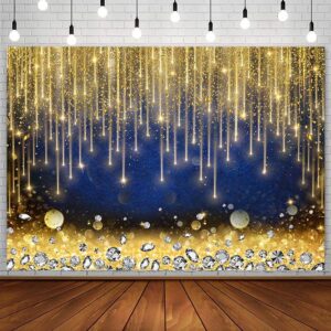 aibiin 7x5ft royal blue gold glitter backdrop gold sparkle bokeh spot diamond birthday boy girl homecoming prom graduation wedding bridal shower photography background party decorations banner props