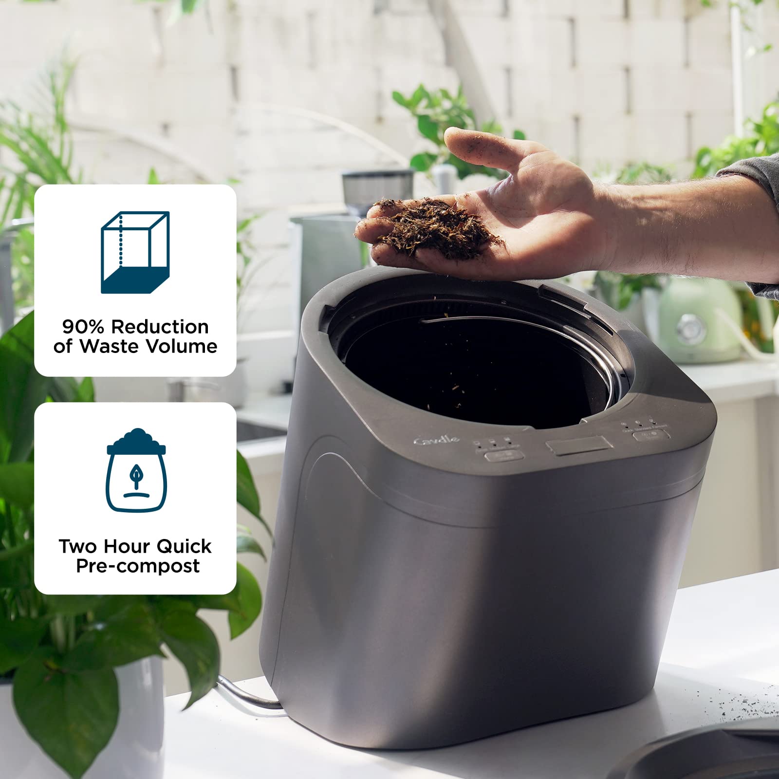 Electric Compost Bin Kitchen, Smart Kitchen Waste Composter, Food Composter Indoor/Outdoor, Food Cycler with 3L Capacity, Compost Machine for Apartment Countertop, Optimized Version V2