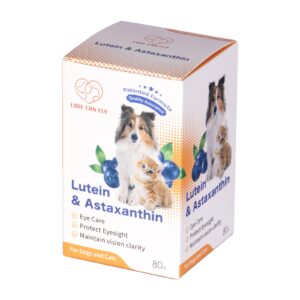 love can fly eye supplement for dogs and cat lutein astaxanthin support tear stain enhance vision health no wheat no corn antioxidants immune skin coat energy boost support for all breeds- 2.8 oz