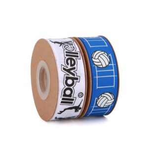 meseey 2 rolls 20 yards sport ball ribbon3/4inch fabric ribbons for wreath gift wrapping sport team party decor (volleyball)