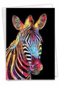 nobleworks birthday greeting card with 5 x 7 inch envelope (1 card) bdayrainbow zebras-head c10327bbdg