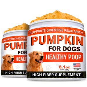 pumpkin for dogs - pack of 2 - 16.2oz high fiber powder supplement - stool consistency and softener - diarrhea, constipation, upset stomach, food sensitivity, scoot - digestion support - made in usa