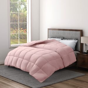 puredown® goose feather comforter oversized queen size, lightweight duvet insert, comforter blanket for bed, noiseless ultra-soft shell, pink, 90×98 inch