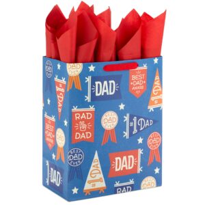 hallmark 13" large gift bag with tissue paper (rad dad, best dad ever) for birthdays, father's day, congratulations, thank you