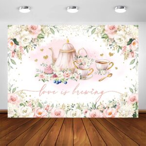 avezano love is brewing backdrop wedding bridal shower party decorations valentine's tea party theme photo background cake table banner (8x6ft)