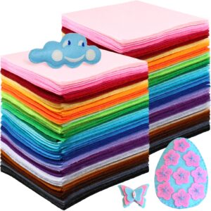 moukeren 460 pcs felt squares bulk felt sheets for crafts multipack felt fabric rainbow assorted colors bulk felt square for crafts sewing patchwork diy crafting projects (4 x 4 inch)