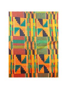 african fabrics by the yard - kente cloth. multiple variations. orange, black, blue, yellow, and red (classic orange)