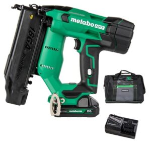 metabo hpt 18v multivolt™ cordless brad nailer kit, 18 gauge, 5/8" up to 2" brad nails, includes (1) 18v 2.0ah lithium ion battery w/fuel gauge, charger, bag, lifetime power tool warranty, nt1850dft