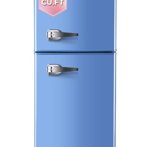 KRIB BLING Compact Refrigerators with Freezer on Top, Mini Fridge with 7- Level Adjustable Thermostat, Small Refrigerator for Apartment, Office, Camping, Blue